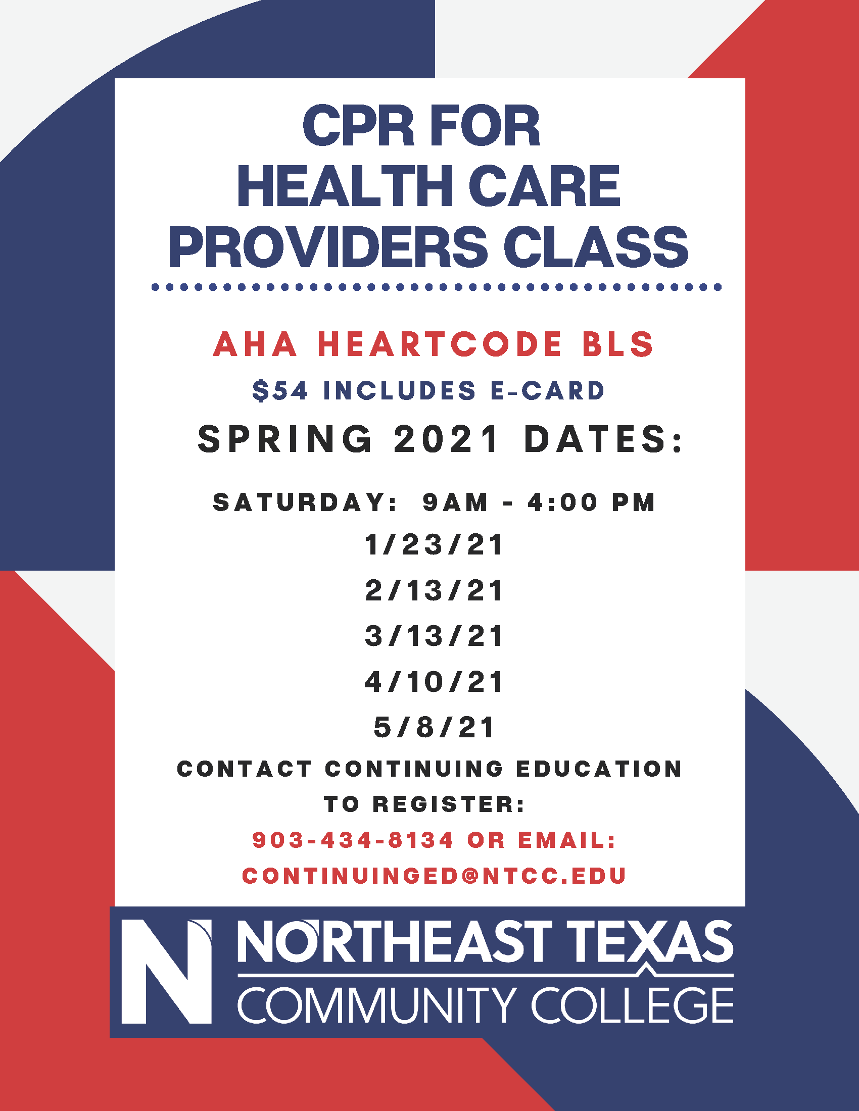CPR for Health Care Providers - BLS | Northeast Texas Community College